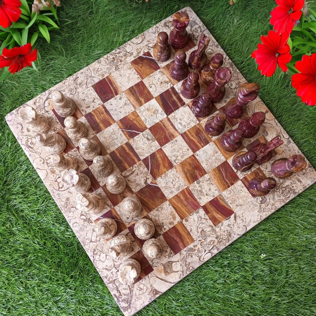 Marble Chess Set, Chess Game With Figures, 32 Pieces Handmade Chess ...