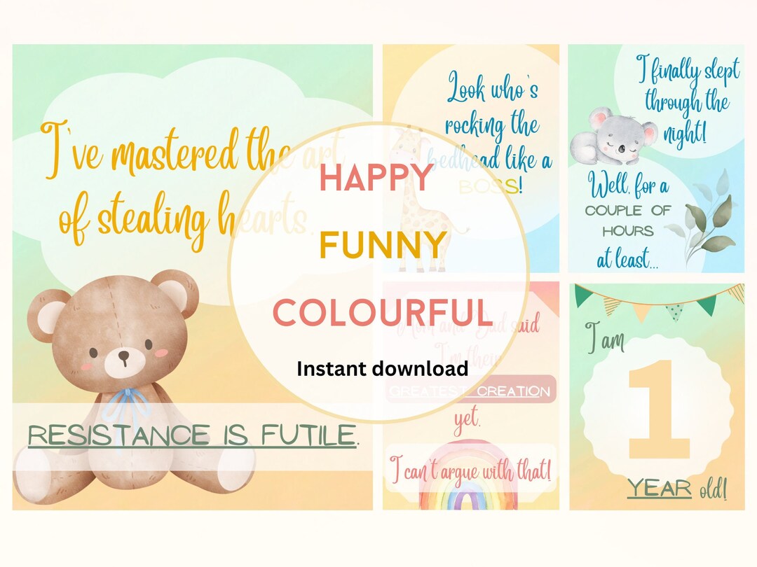 Baby Milestone Cards Funny Milestone Cards Colourful Cards - Etsy