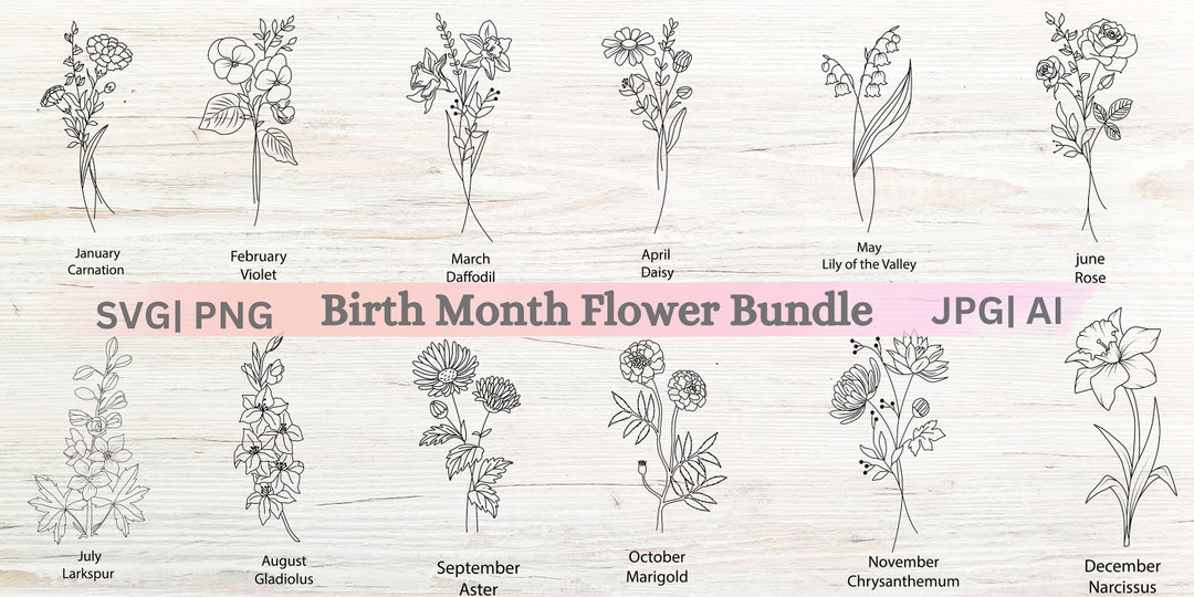 Geburtstags-Monats-Blumen-Svg-Bundle Geburtsmonats-Blume PNG - Etsy.de