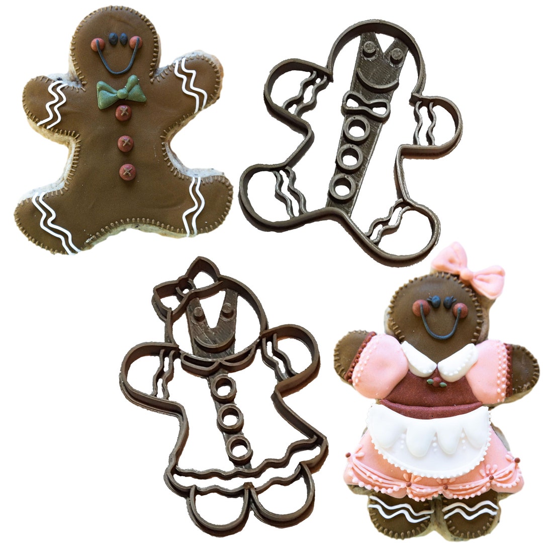 CHRISTMAS COOKIE CUTTERS Fancy Gingerbread Boy and Girl Man and Woman ...