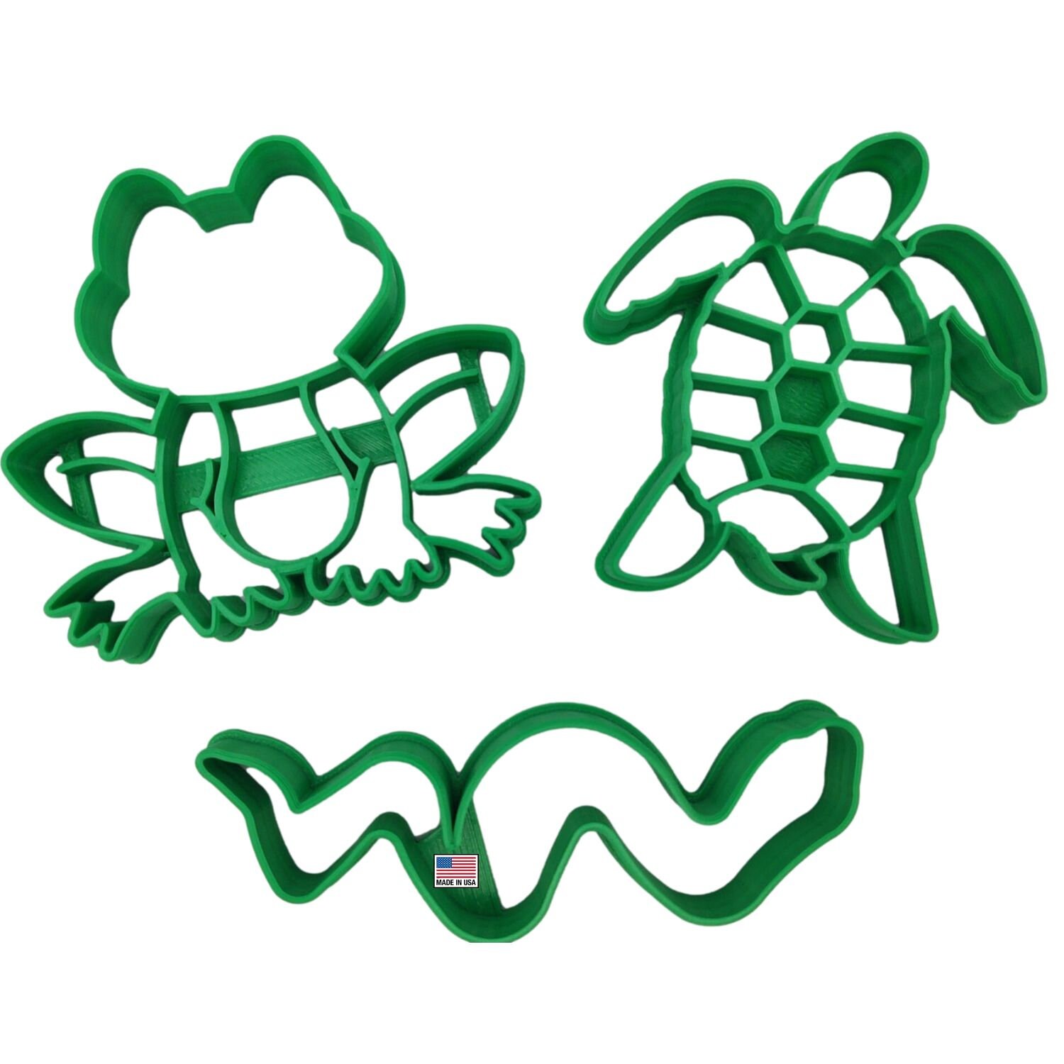 FROG COOKIE CUTTER With Snake and Turtle Detailed Sea Turtle Tortoise ...