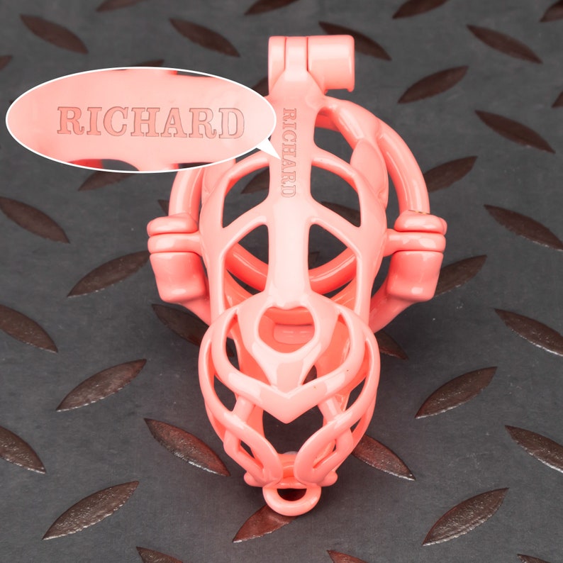 Mature Pink 3d Printed Cock Cage Traction Chain Lightweight Resin