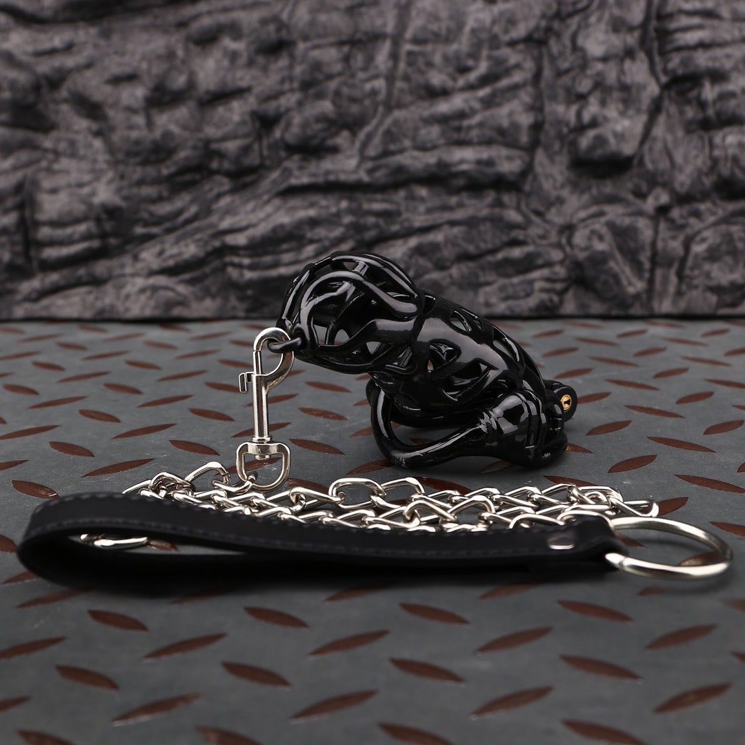 Mature Black 3d Printed Cock Cage Traction Chain Clear Etsy
