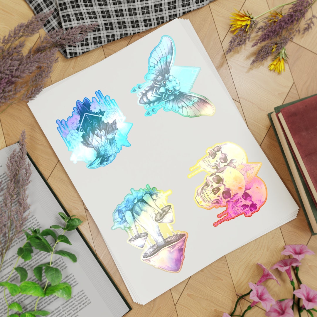 Vaporwave Diecut Sticker Pack Skull Moth Raven Mushrooms - Etsy