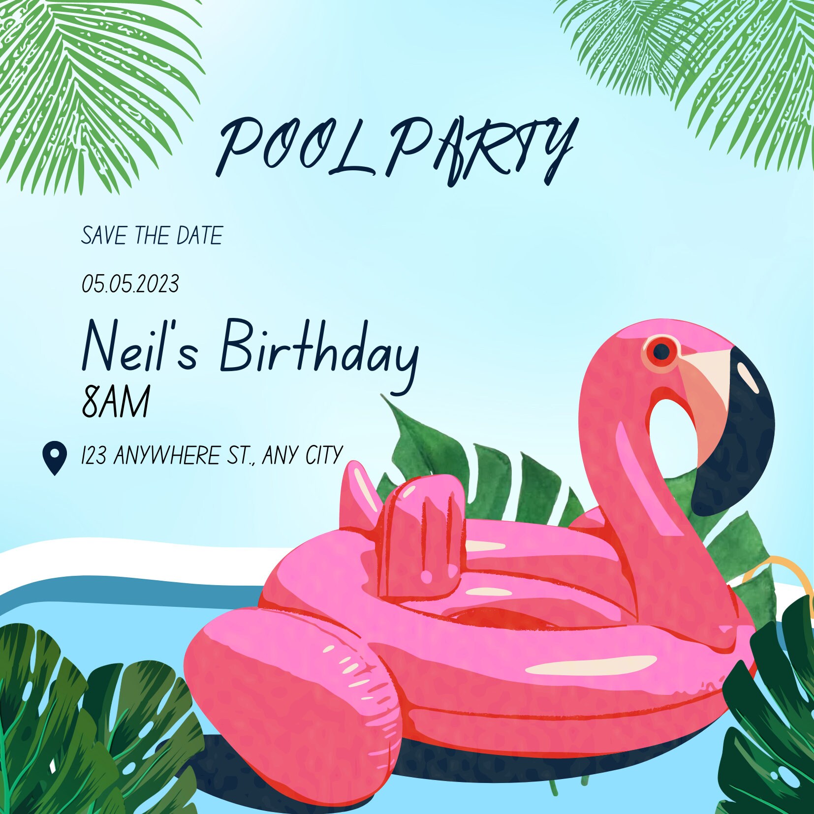 Editable Pool Party Invitation Template, Pool Birthday, Party Instant ...