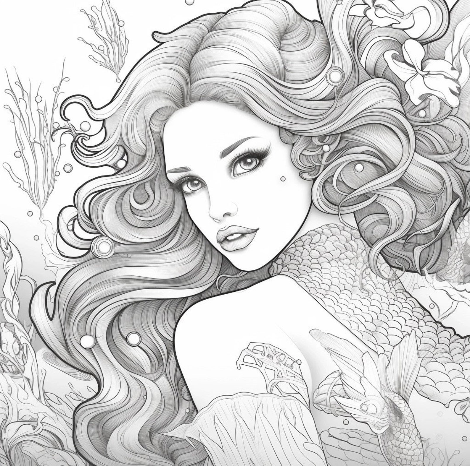 Coloring Book,mermaid Colouring Pages Adults Kids Instant Download ...