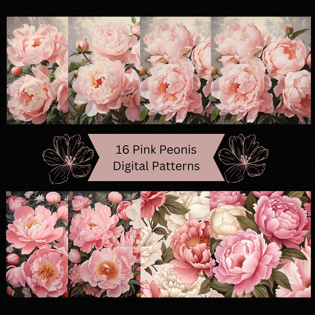 Pink Peony Seamless Patterns, Digital Paper, Peony Pattern , Fabric ...