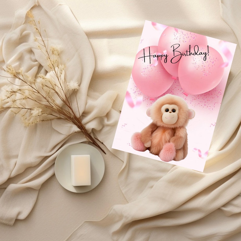 Happy Birthday Pinky Card Birthday Card for Her Birthday Card Monkey ...