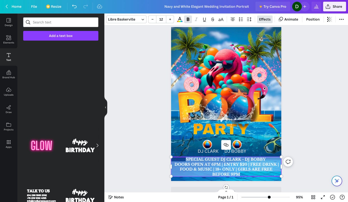 Summer Pool Party Flyer, DIY Flyer Template Design, Pool Party Invite ...