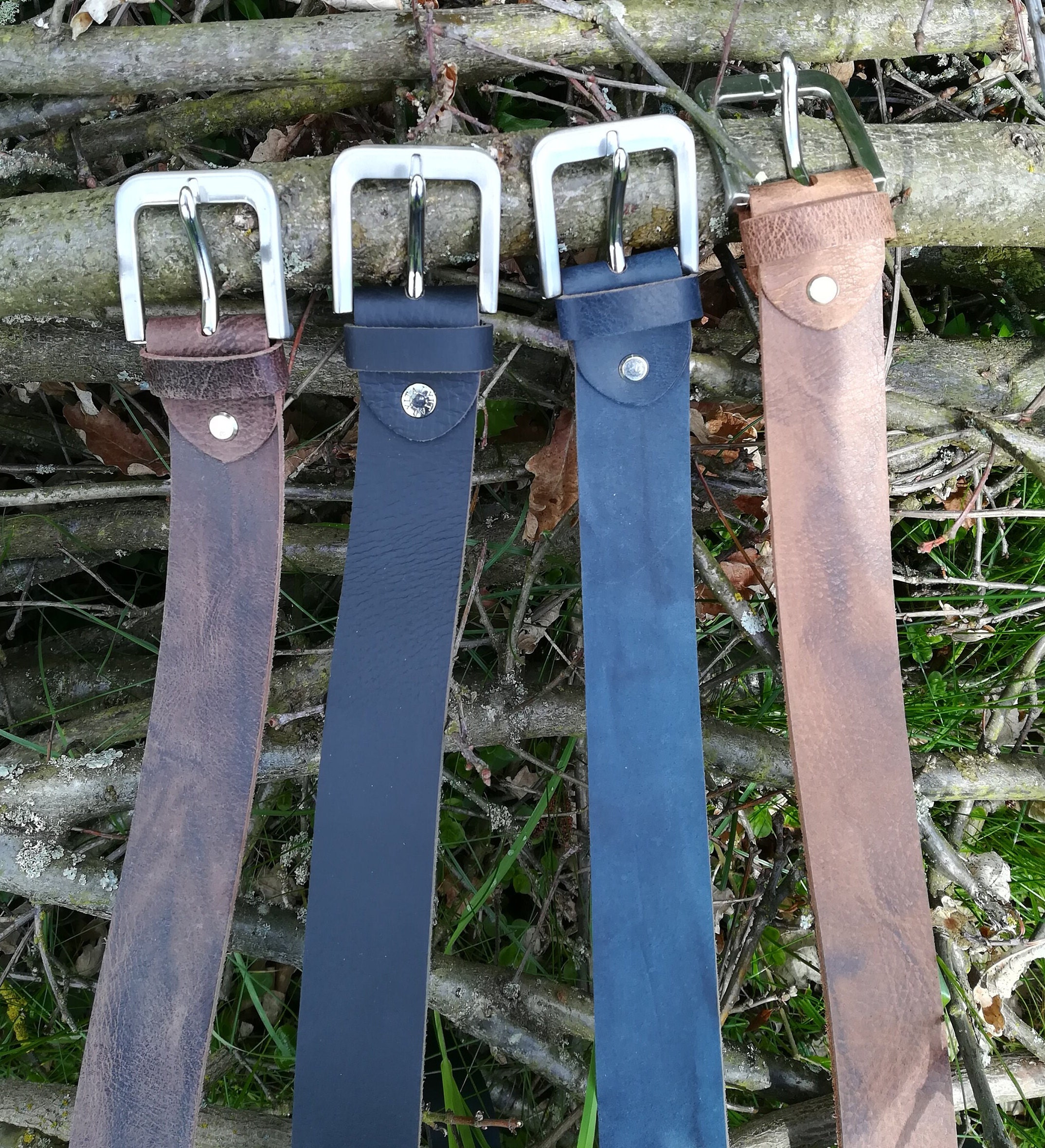 Ledergürtel 4cm 100% Büffel Leder/ Braun / einzigartige Maserung ...