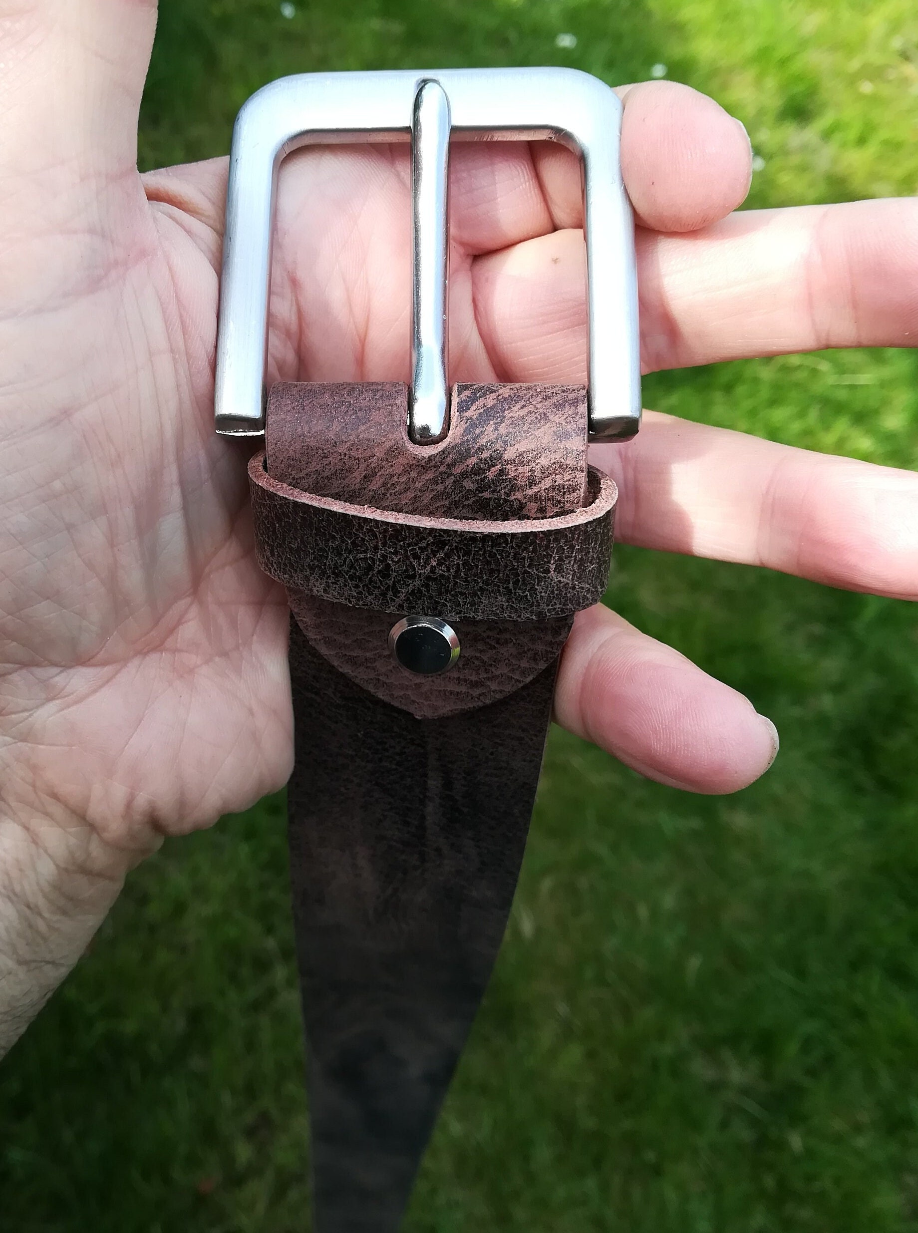 Ledergürtel 4cm. 100% Büffel Leder / dunkel braun / einzigartige ...