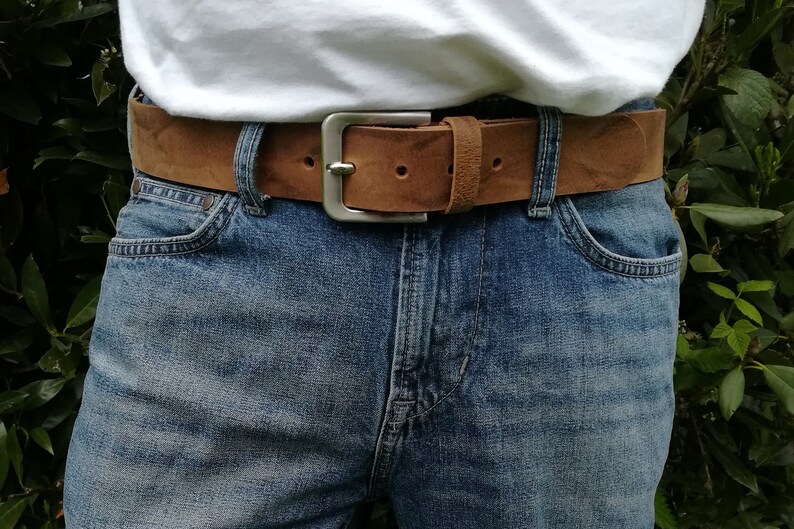 Ledergürtel 4cm 100% Büffel Leder/ Braun / einzigartige Maserung ...