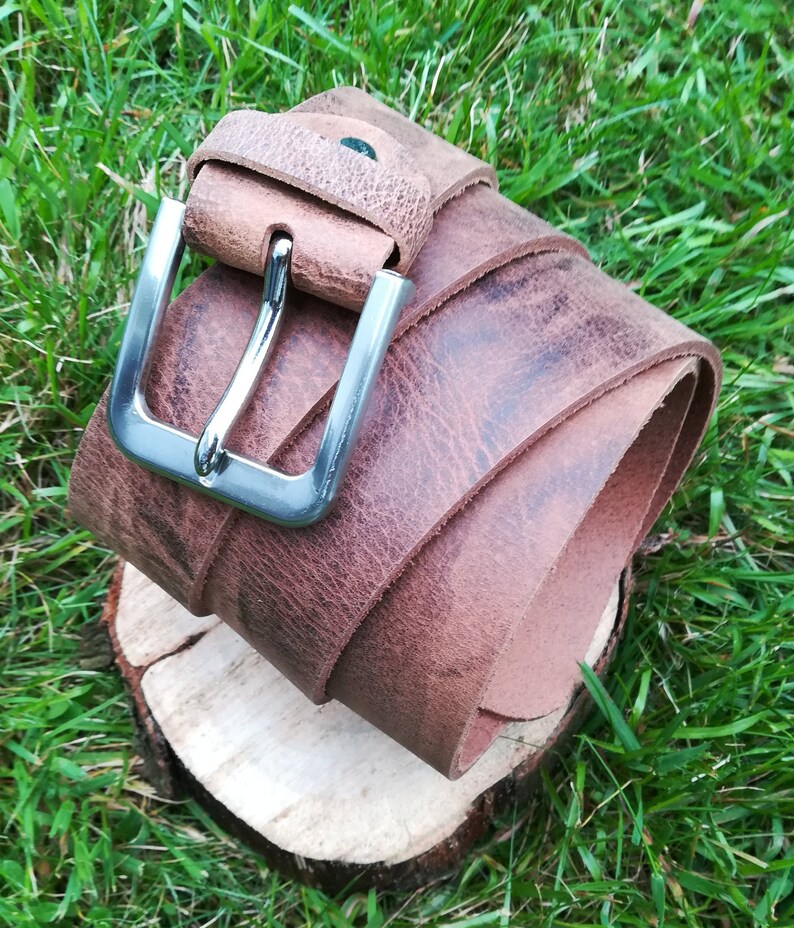 Ledergürtel 4cm 100% Büffel Leder/ Braun / einzigartige Maserung ...