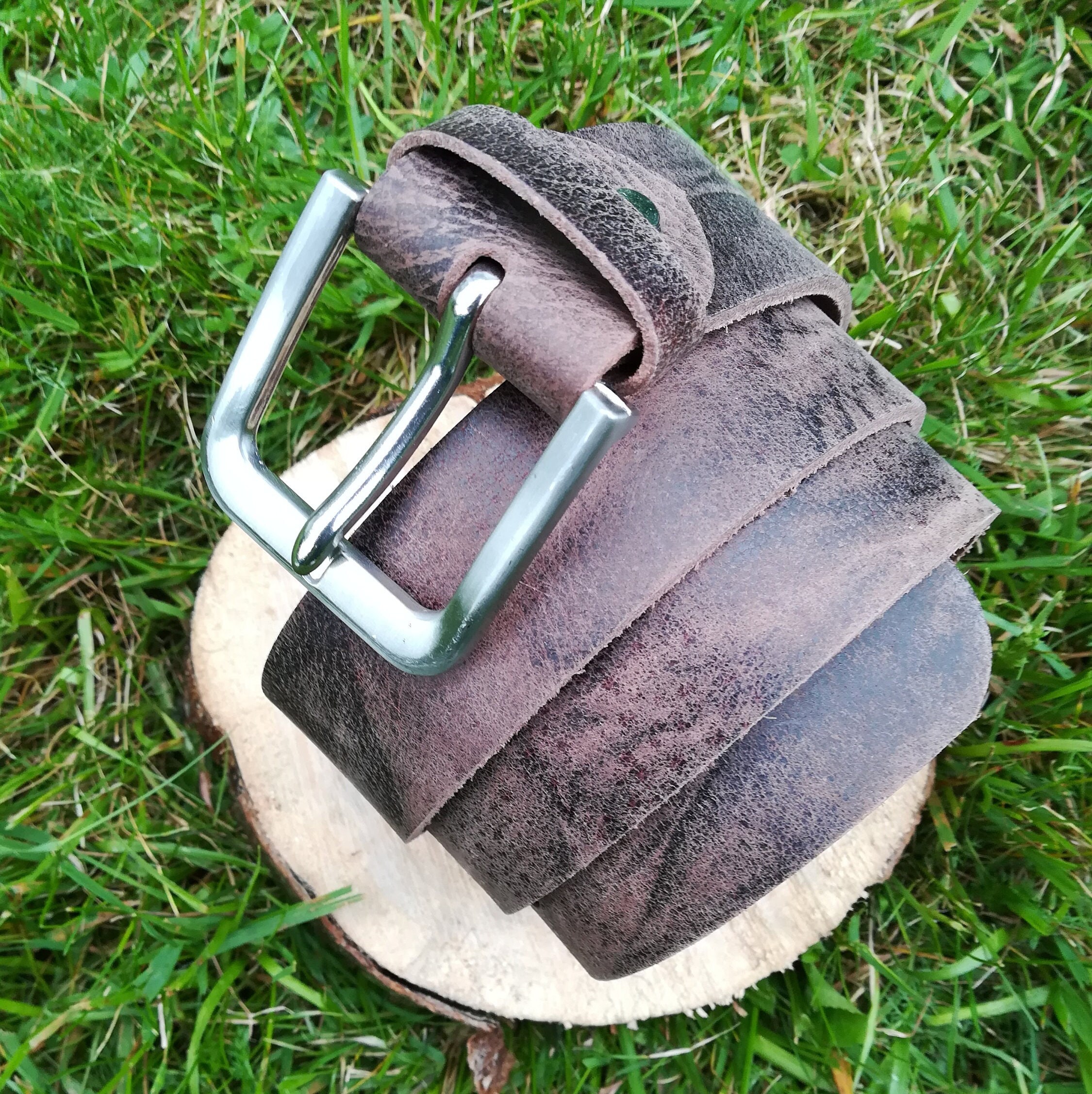 Ledergürtel 4cm. 100% Büffel Leder / dunkel braun / einzigartige ...