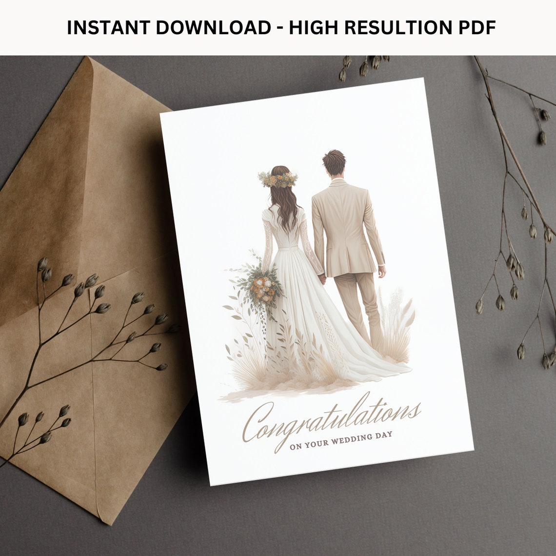 Congratulations on Your Wedding Day Card Gift for Wedding Bride and ...