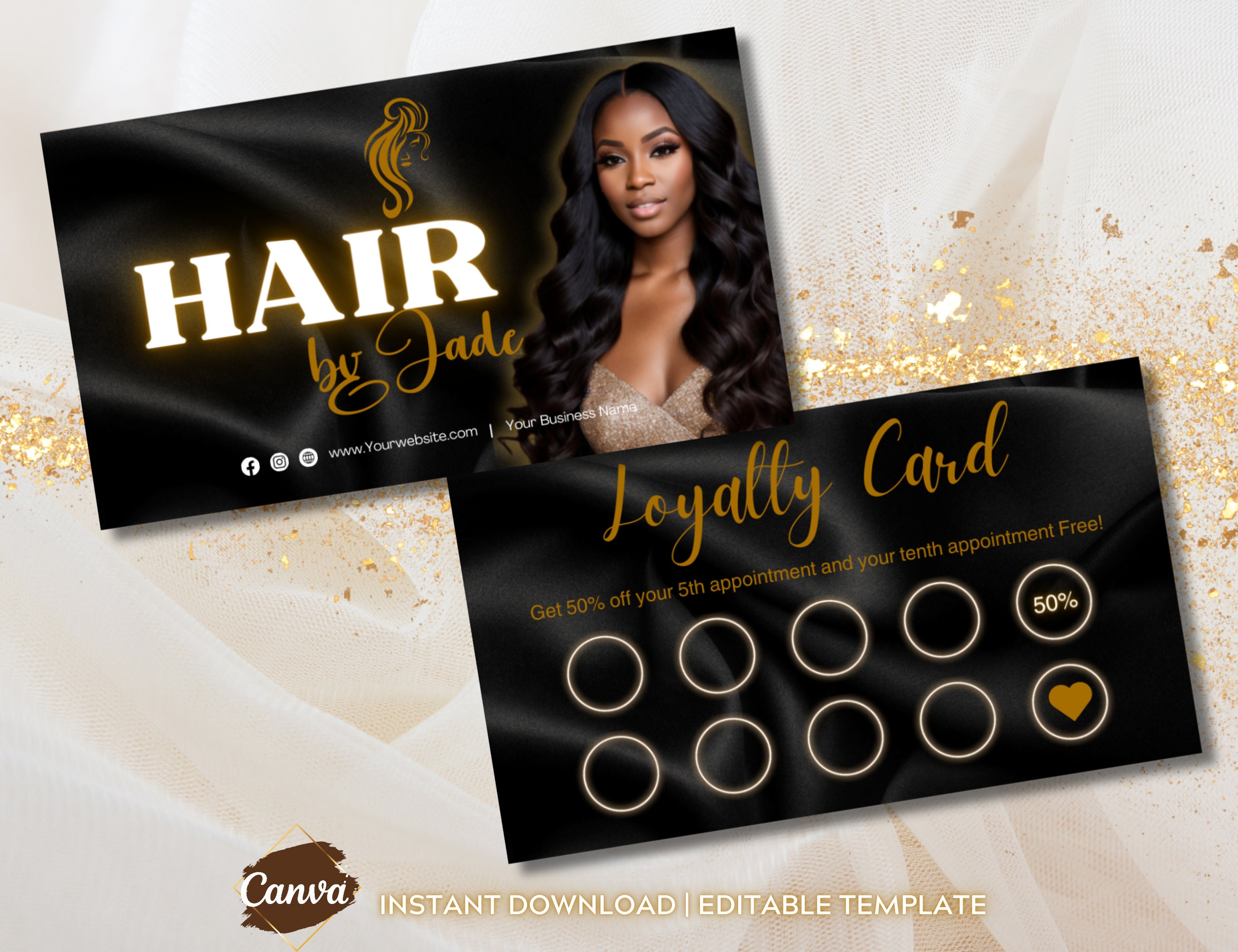 Black and Gold Loyalty Card Template Template Customer Loyalty Cards ...