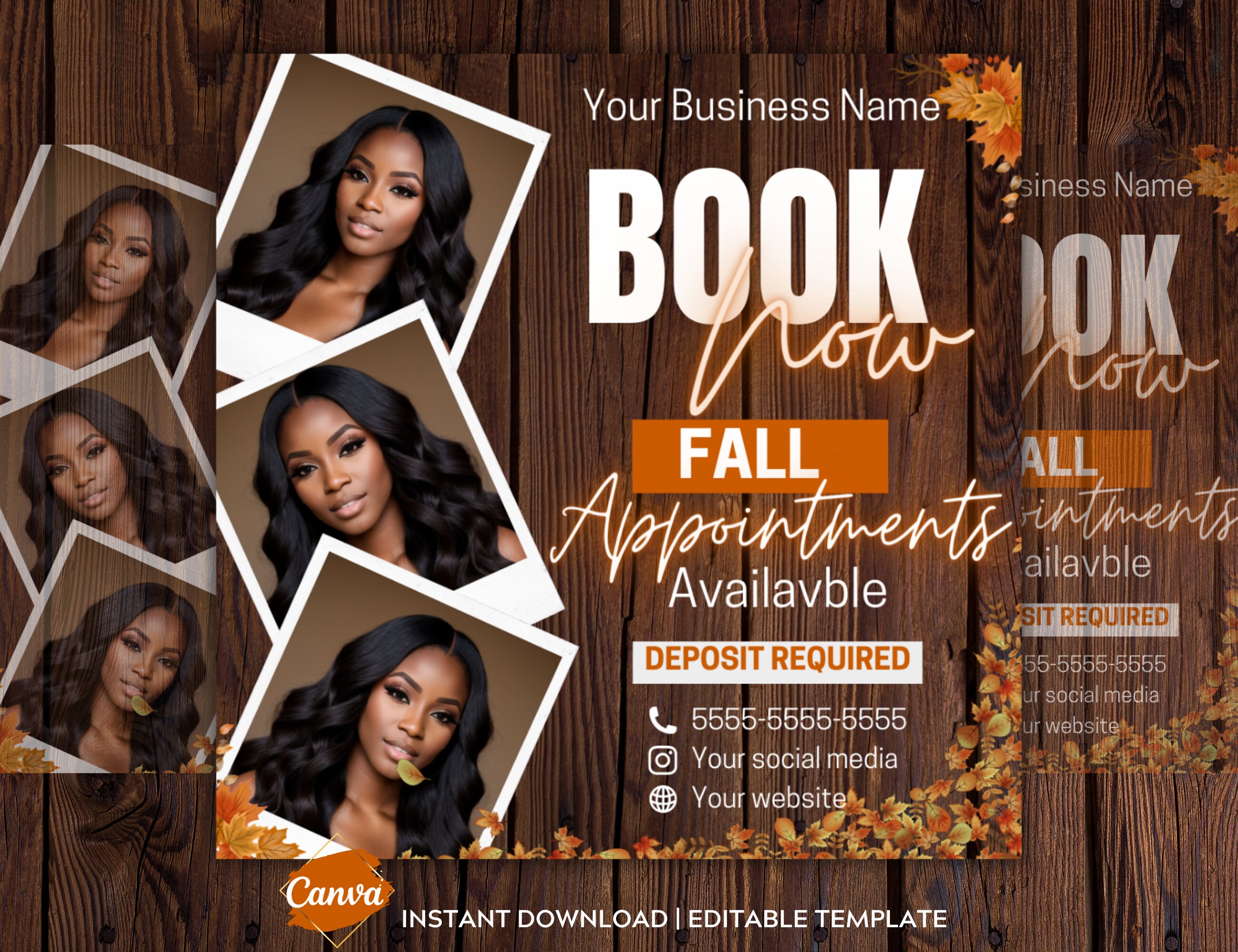 Fall Hair Salon Flyer Template, Autumn Appointments (DIY Editable Canva ...