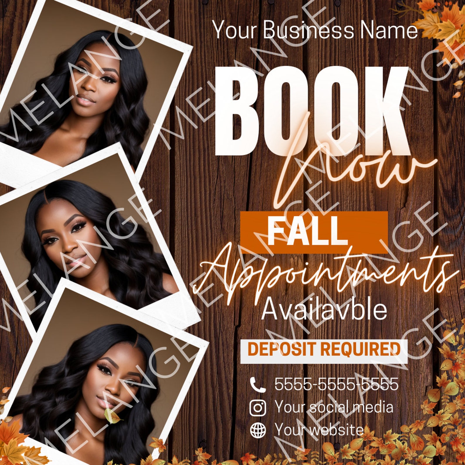 Fall Hair Salon Flyer Template, Autumn Appointments (DIY Editable Canva ...