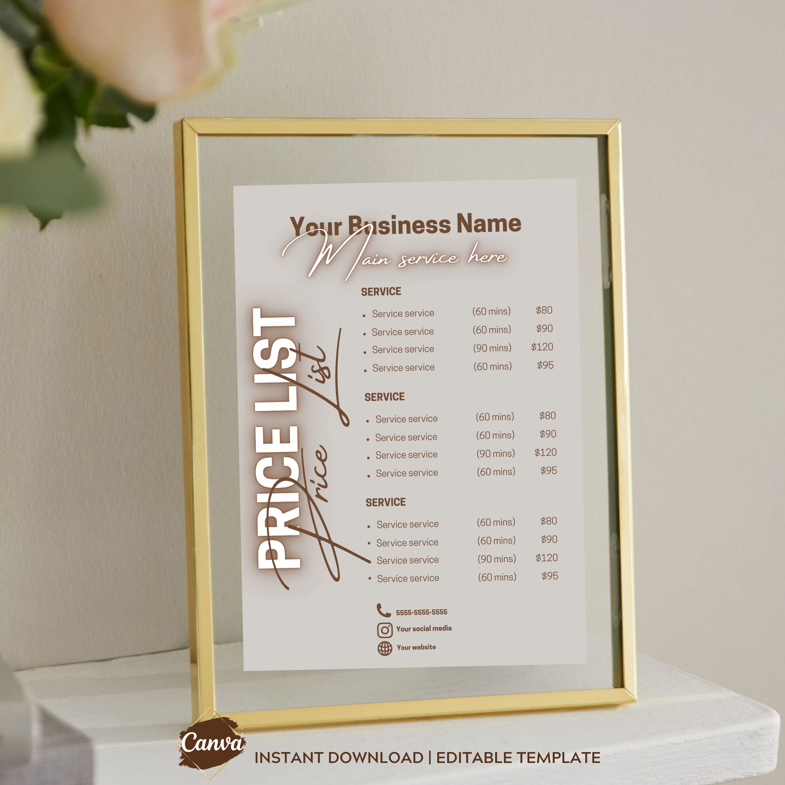 Price List Template Editable Price List Canva Template - Etsy