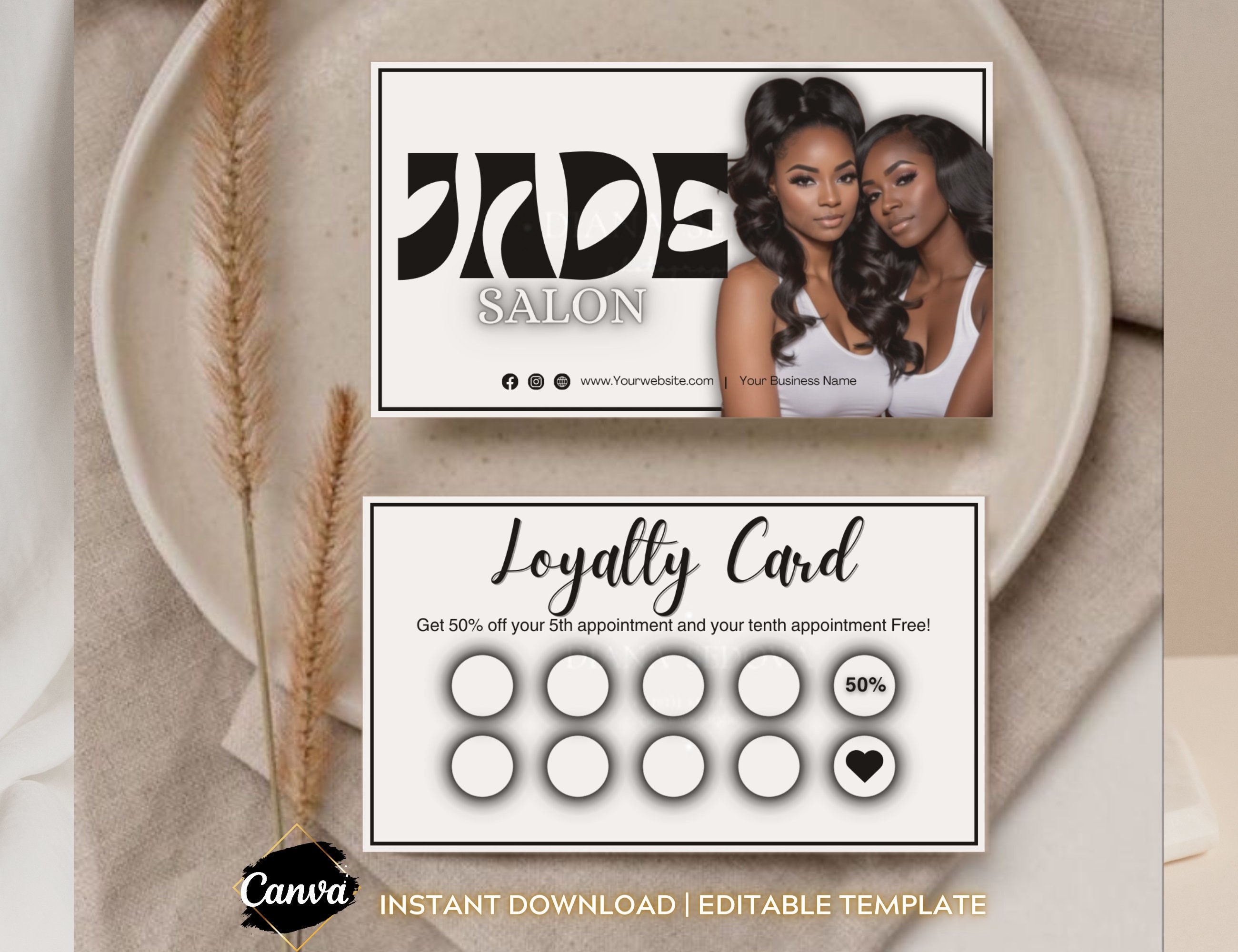 Salon Loyalty Card Template, Hair & Lash Business (canva Editable) - Etsy