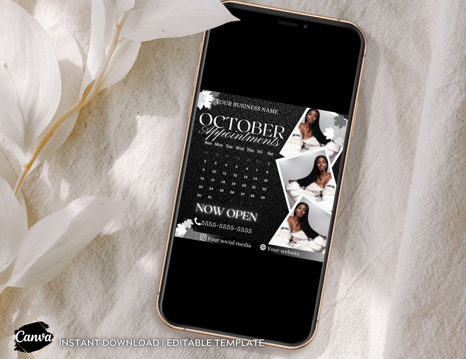 Elegant Fall Autumn Theme October Appointment Instagram Booking Hair ...