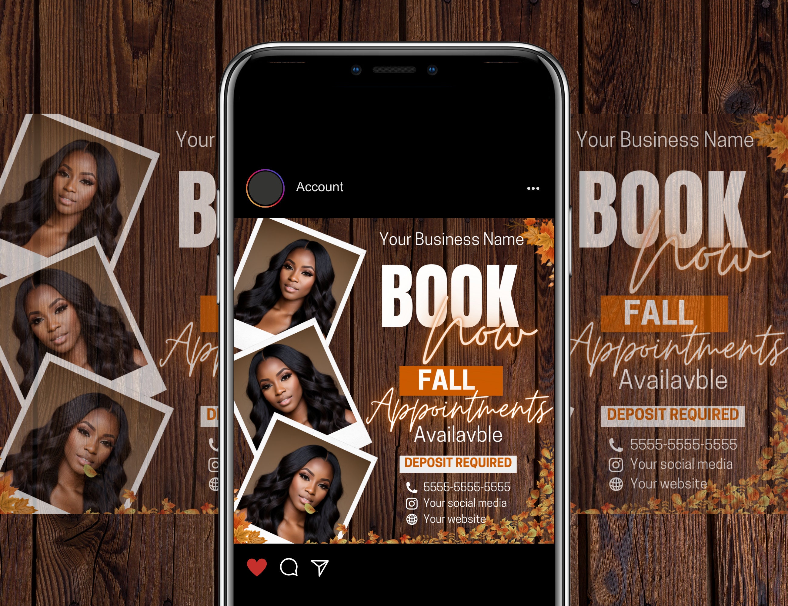 Fall Hair Salon Flyer Template, Autumn Appointments (DIY Editable Canva ...