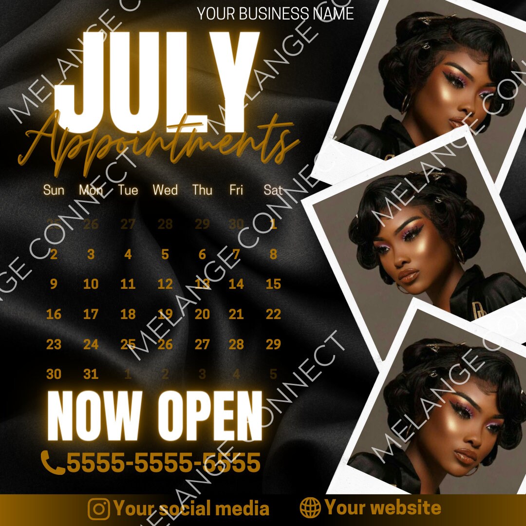 July Bookings Open Now Flyer DIY Summer Book Now Appointments - Etsy