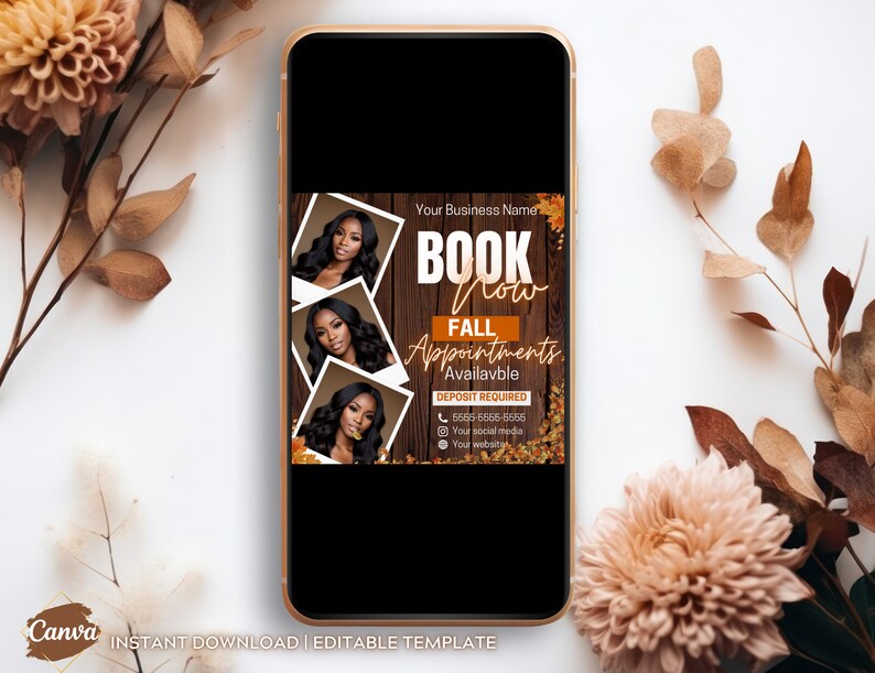 Fall Hair Salon Flyer Template, Autumn Appointments (DIY Editable Canva ...