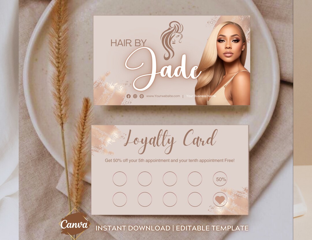 Rose Gold Loyalty Card Template, Glam Salon Rewards (canva) - Etsy