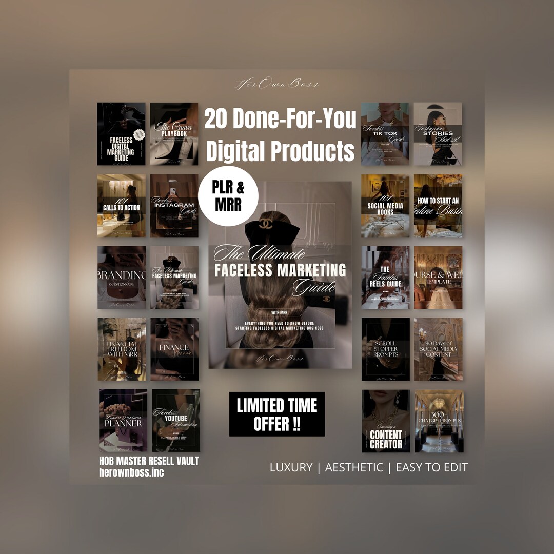 20 Ultimate Digital Products Vault Faceless Digital Marketing Digital ...