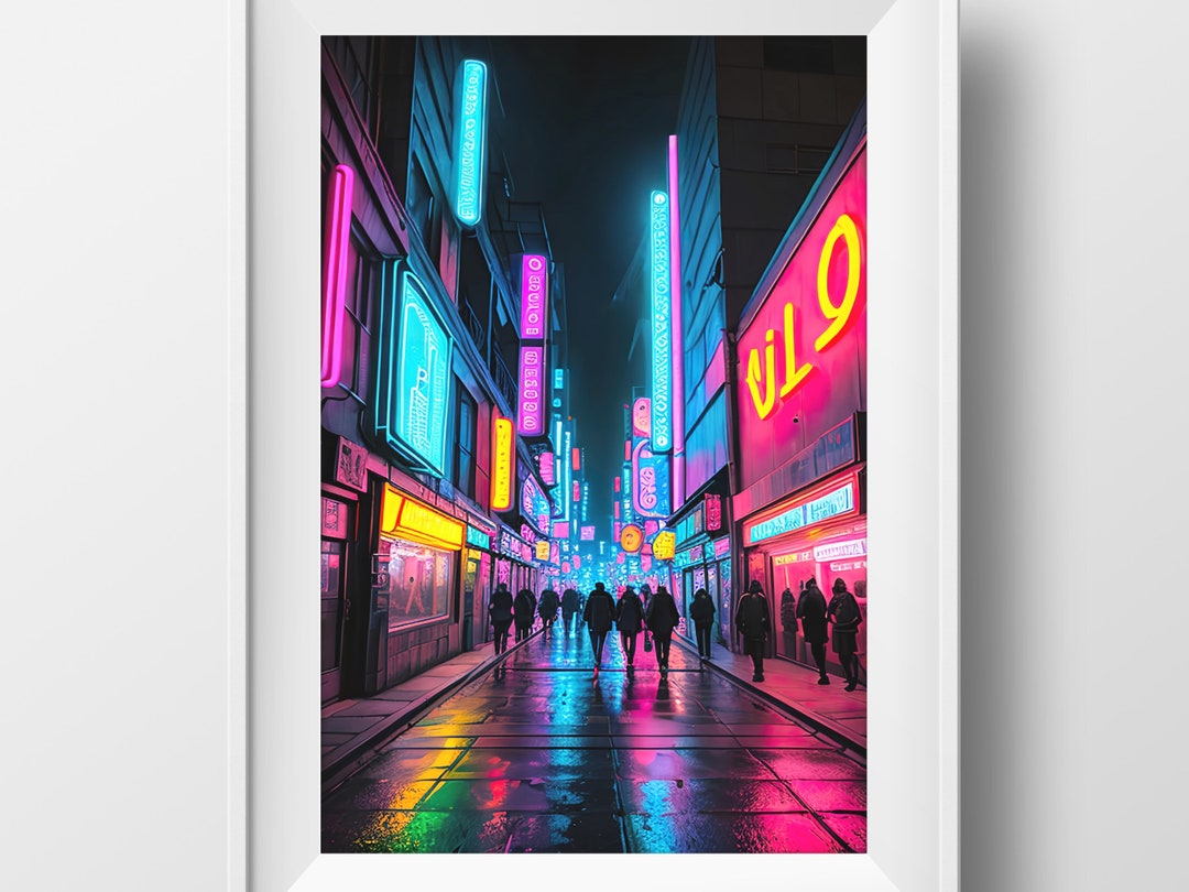 Neon Cyberpunk City Art Print Printable Cyberpunk Poster for - Etsy