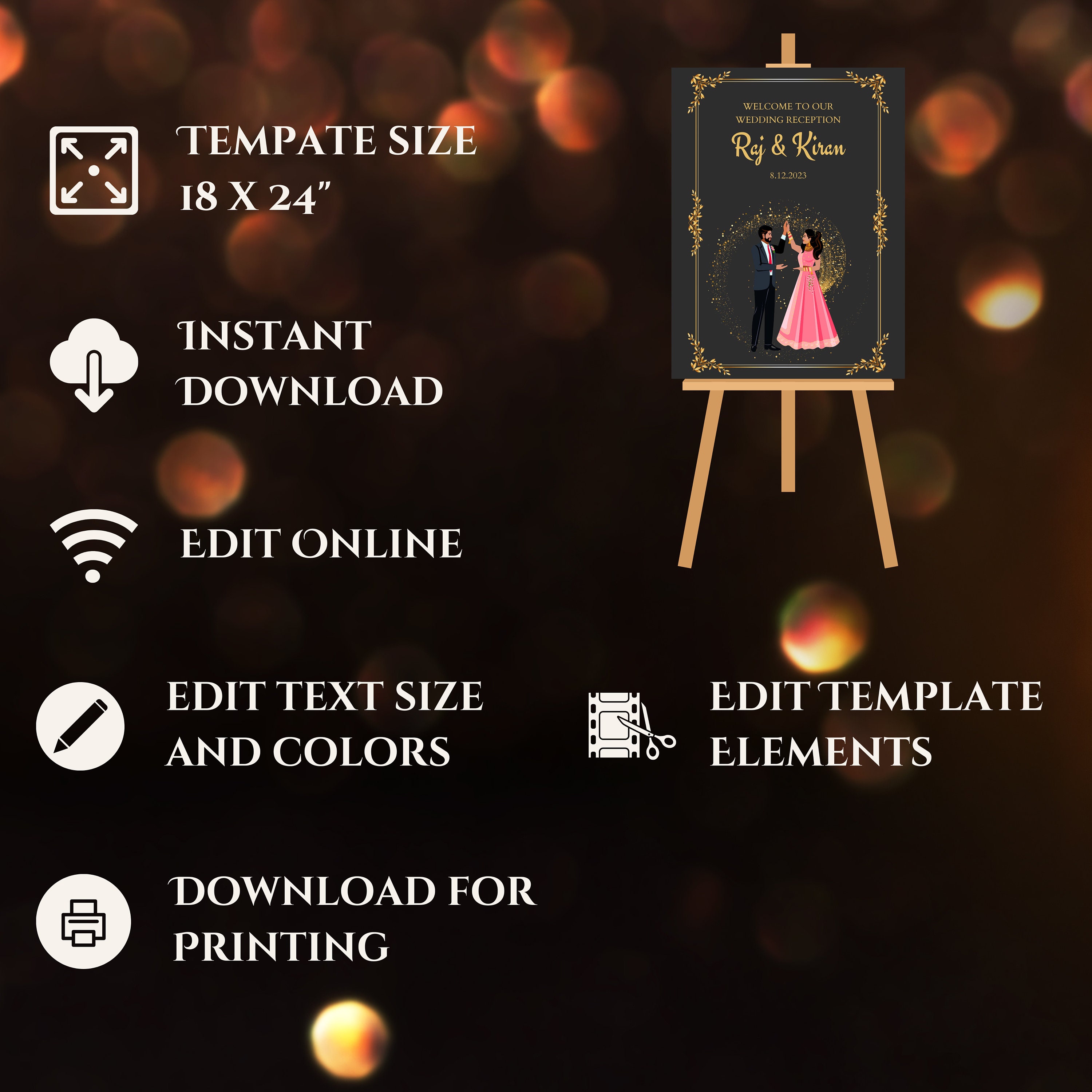 Personalized Reception Welcome Sign Template | Wedding Reception Party ...