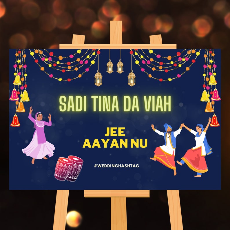 Personalized Punjabi Wedding Welcome Sign Template | Punjabi Indian ...