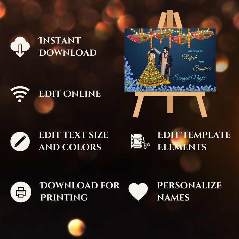 Personalized Indian Wedding Welcome Sign Template | Punjabi Muslim ...