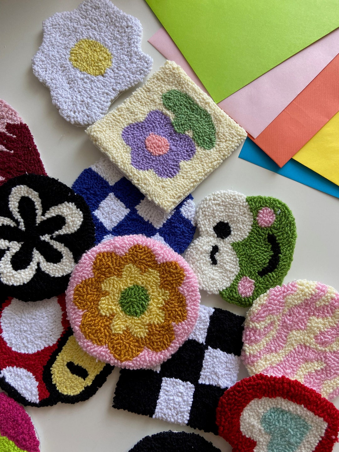 Cute Mug Rug Coaster,mug Rugs,handtufted Coffee Coasters, Punch Needle ...