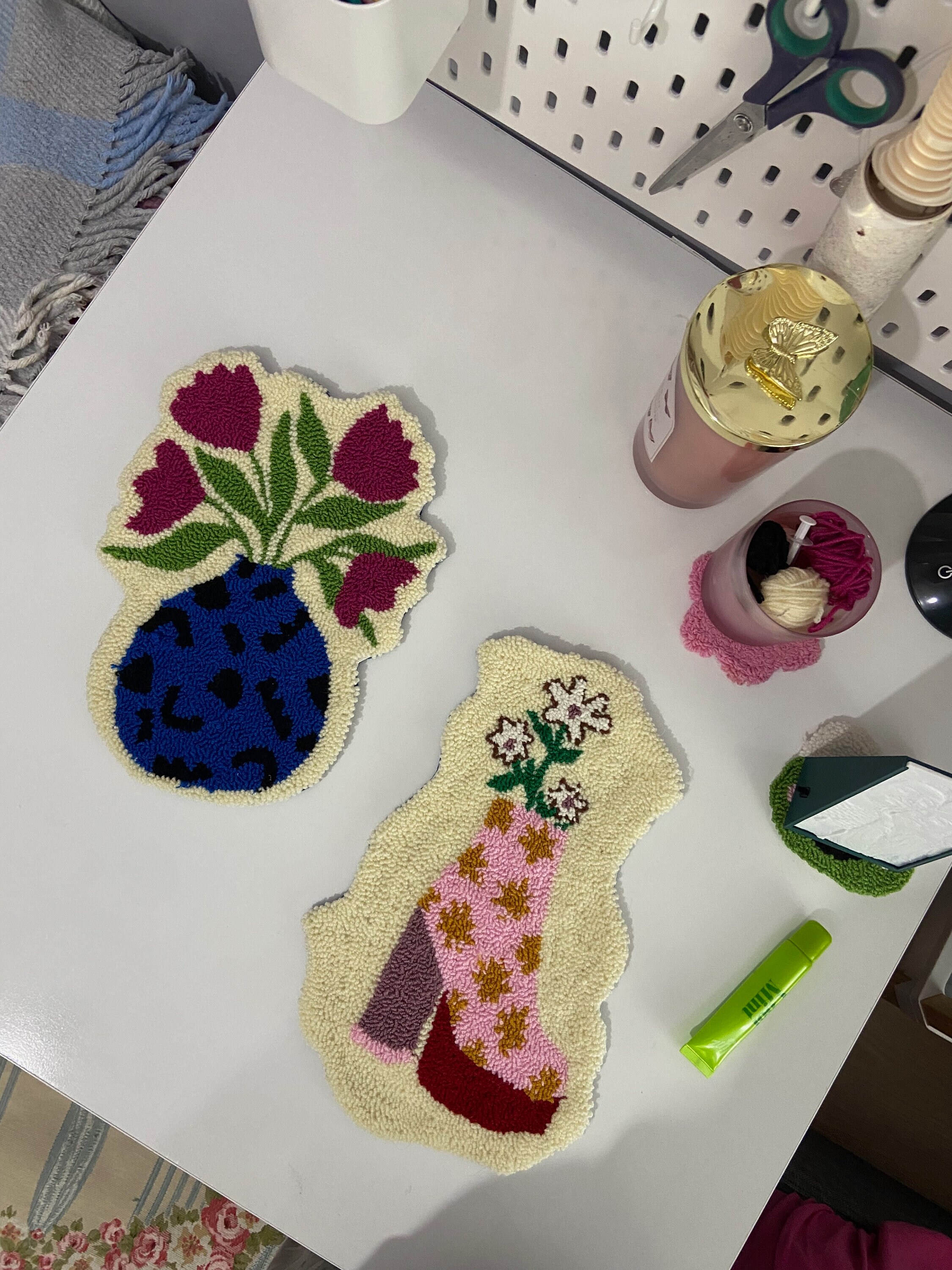 Tufting Handmade Wall Rug,wall Decor Punch Needle,punch Needle Flower ...