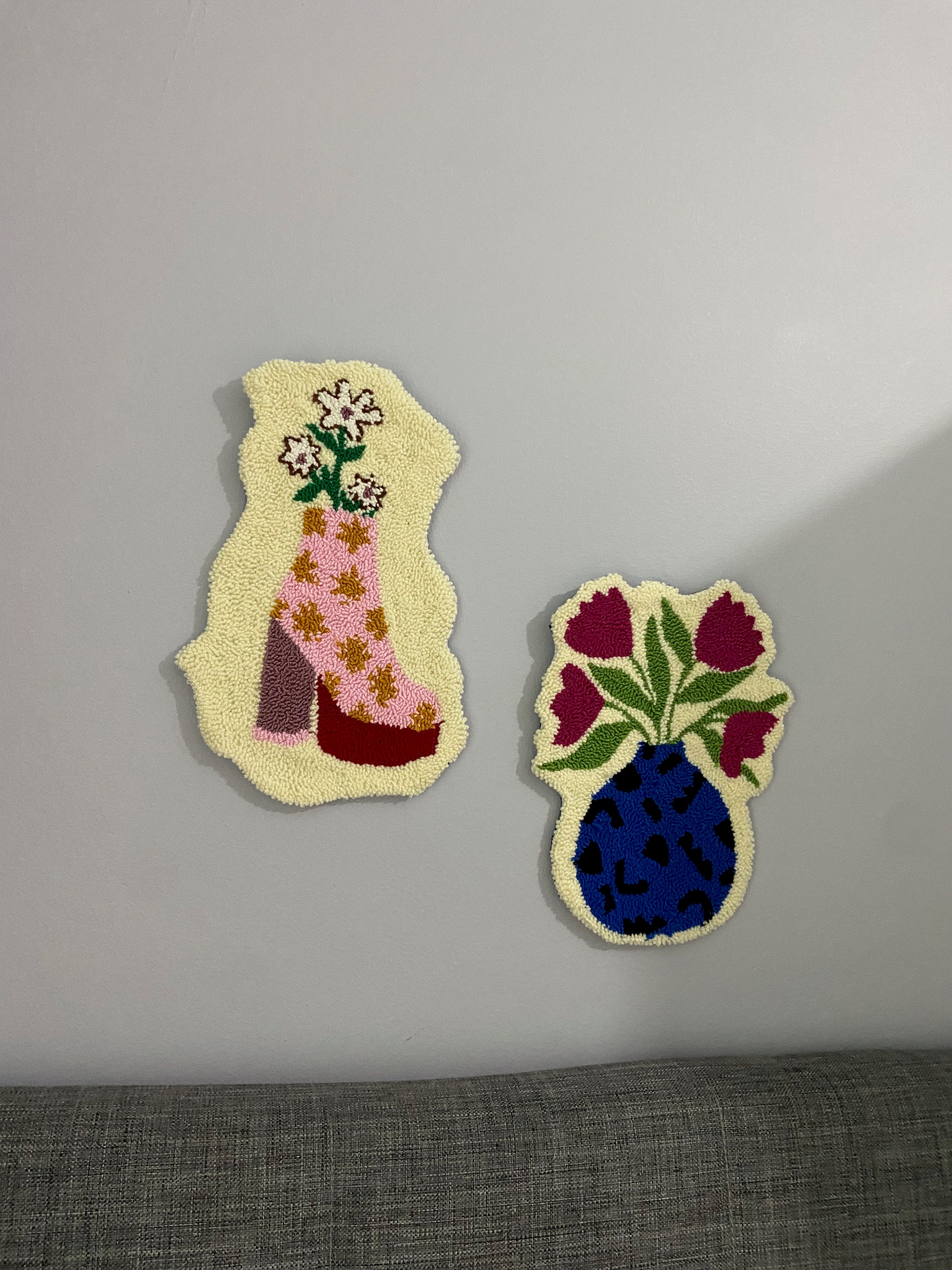 Tufting Handmade Wall Rug,wall Decor Punch Needle,punch Needle Flower ...