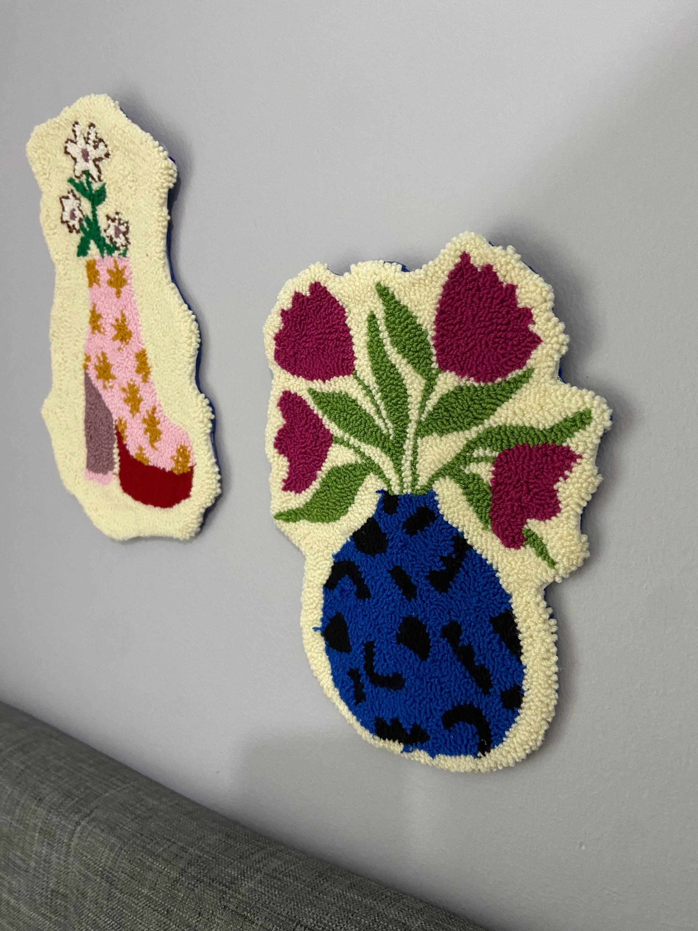 Tufting Handmade Wall Rug,wall Decor Punch Needle,punch Needle Flower ...