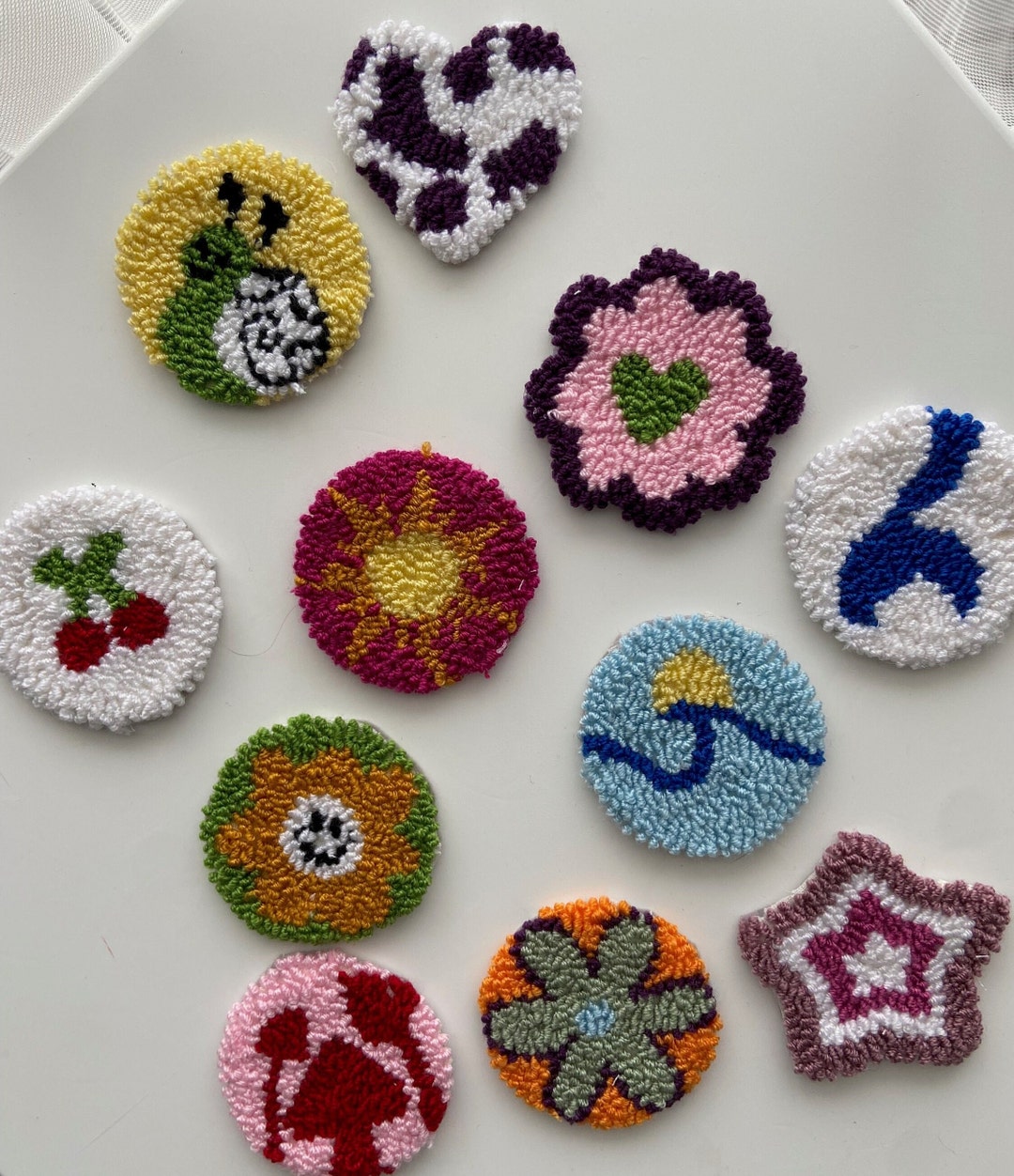 Punch Needle Car Coaster, Tufted Car Coaster, Car Gift,set of 2 Car ...