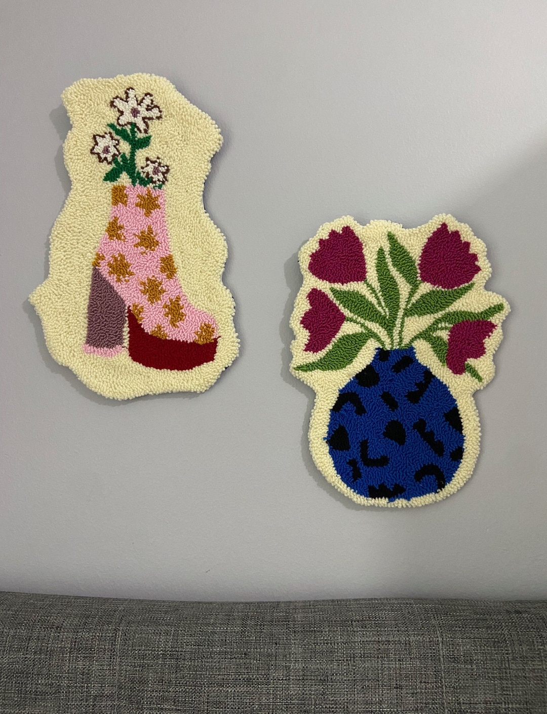 Tufting Handmade Wall Rug,wall Decor Punch Needle,punch Needle Flower ...