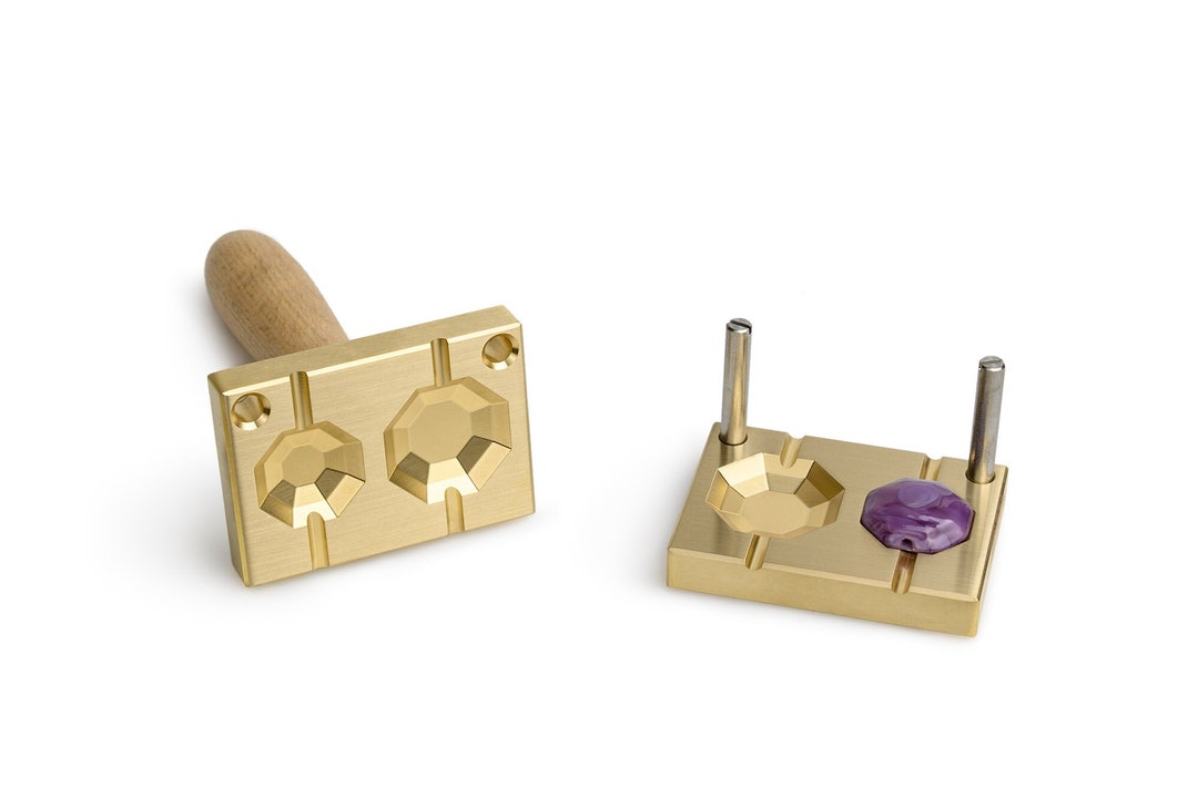 Bead Press With Two Diamond Moulds in Asscher Cut, Vertical Mandrel ...