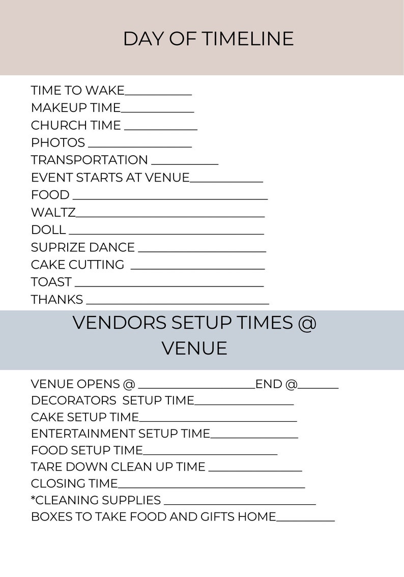 Quinceanera Planner Budget and Full Guide With Worksheets - Etsy