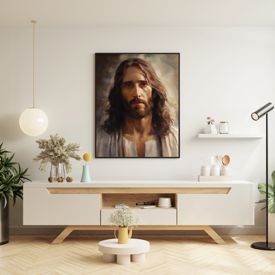 Jesus Face Painting, Digital Portrait of Jesus, Religious Artwork ...