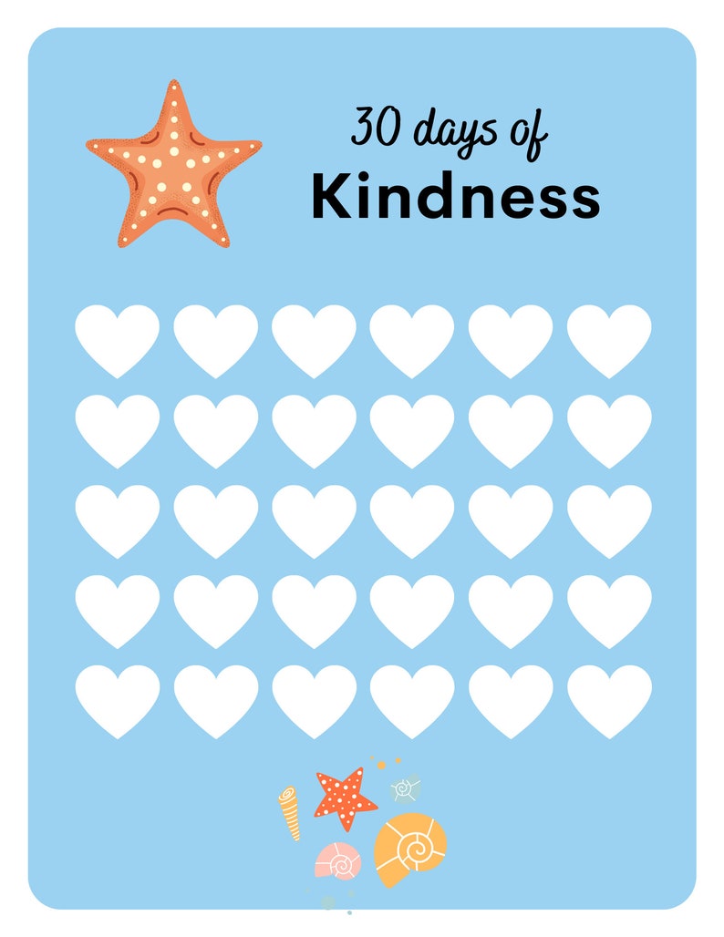 Kindness Reward Chart for Kids | Motivational Fun | Summer Kindness ...