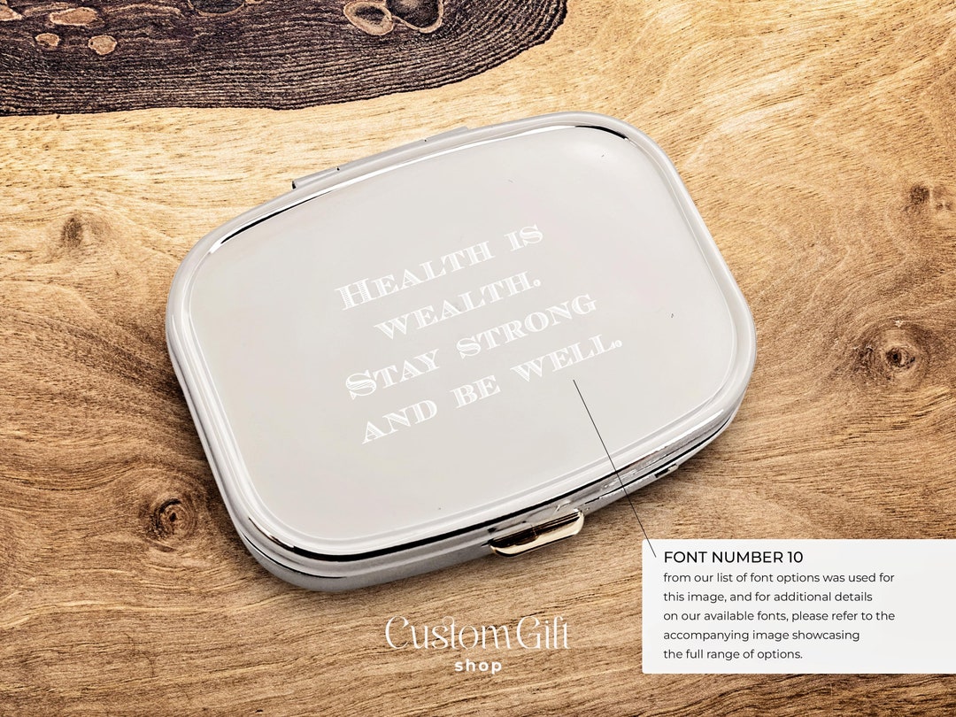 Silver Engraved Purse Pill Box - Medication Travel Pill Case or Mint ...