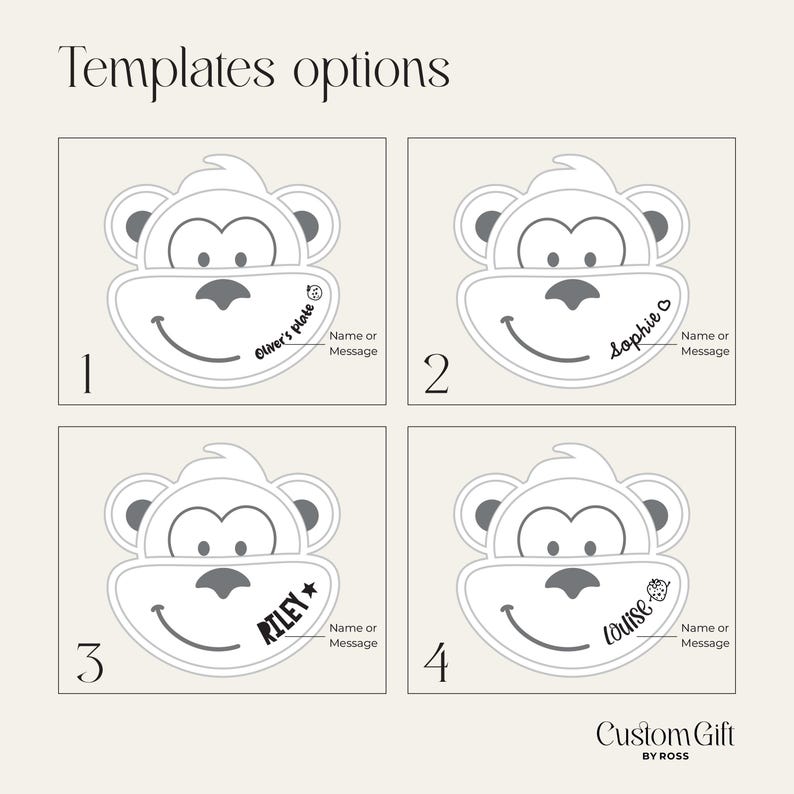Personalized Bamboo Monkey Plate: Toddler Gift With Spoon - Etsy