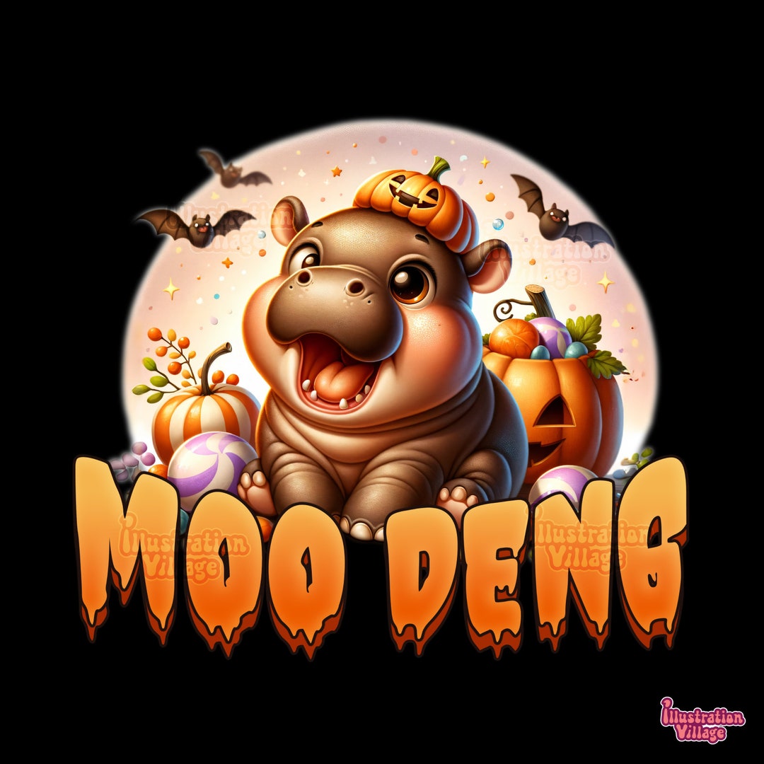 Spooky Baby Hippo Halloween PNG | Thailand Moo Deng (digital Download ...