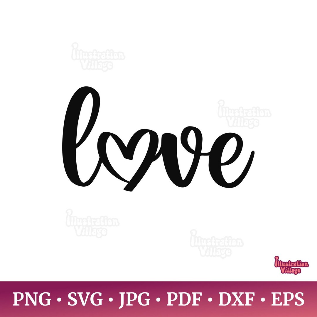 Love With Heart | Wedding Valentine's Day | Hand Lettered | Cursive ...