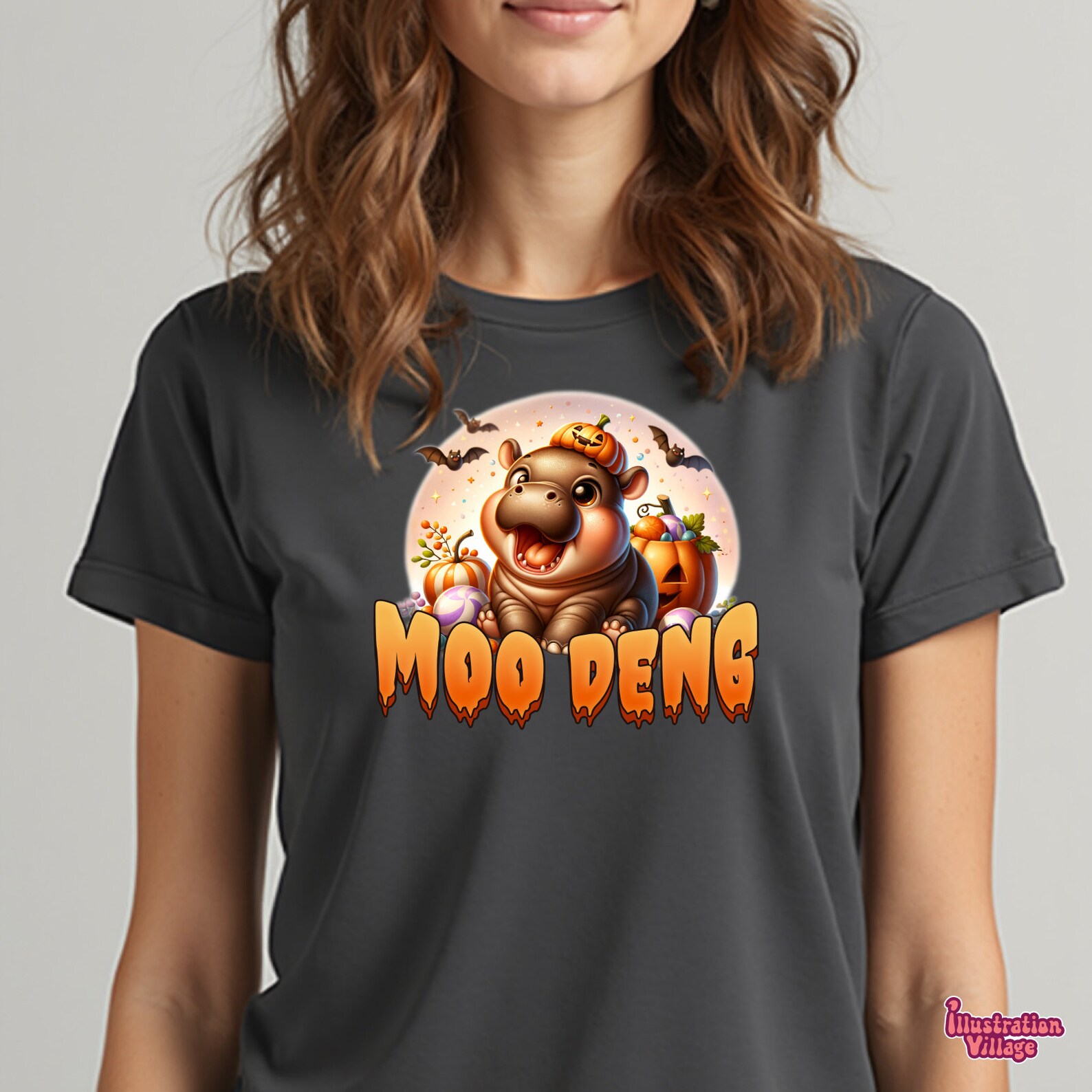 Spooky Baby Hippo Halloween PNG | Thailand Moo Deng (digital Download ...