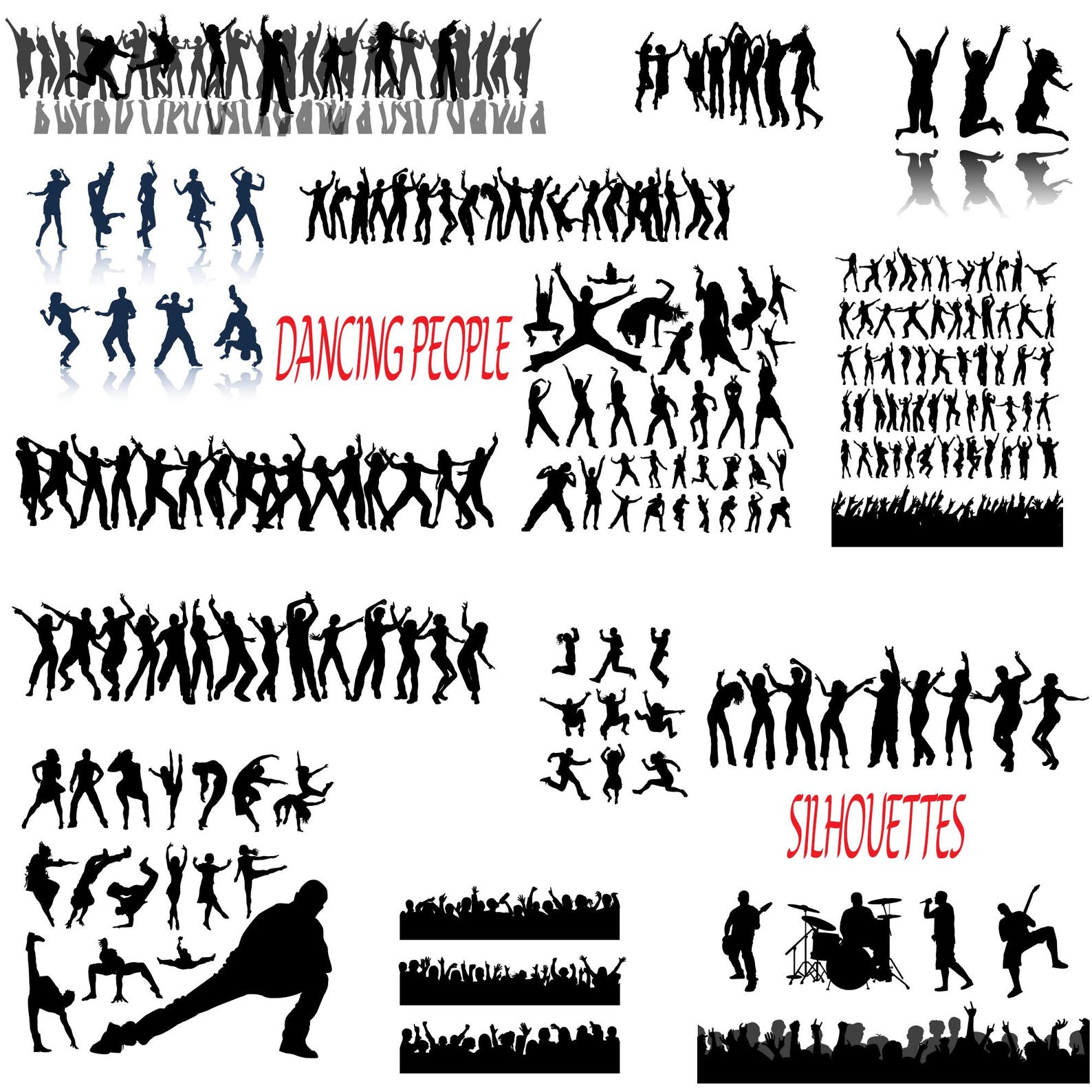 Dancing People Vector Silhouette Bundle Digital Clipart Scalable SVG ...